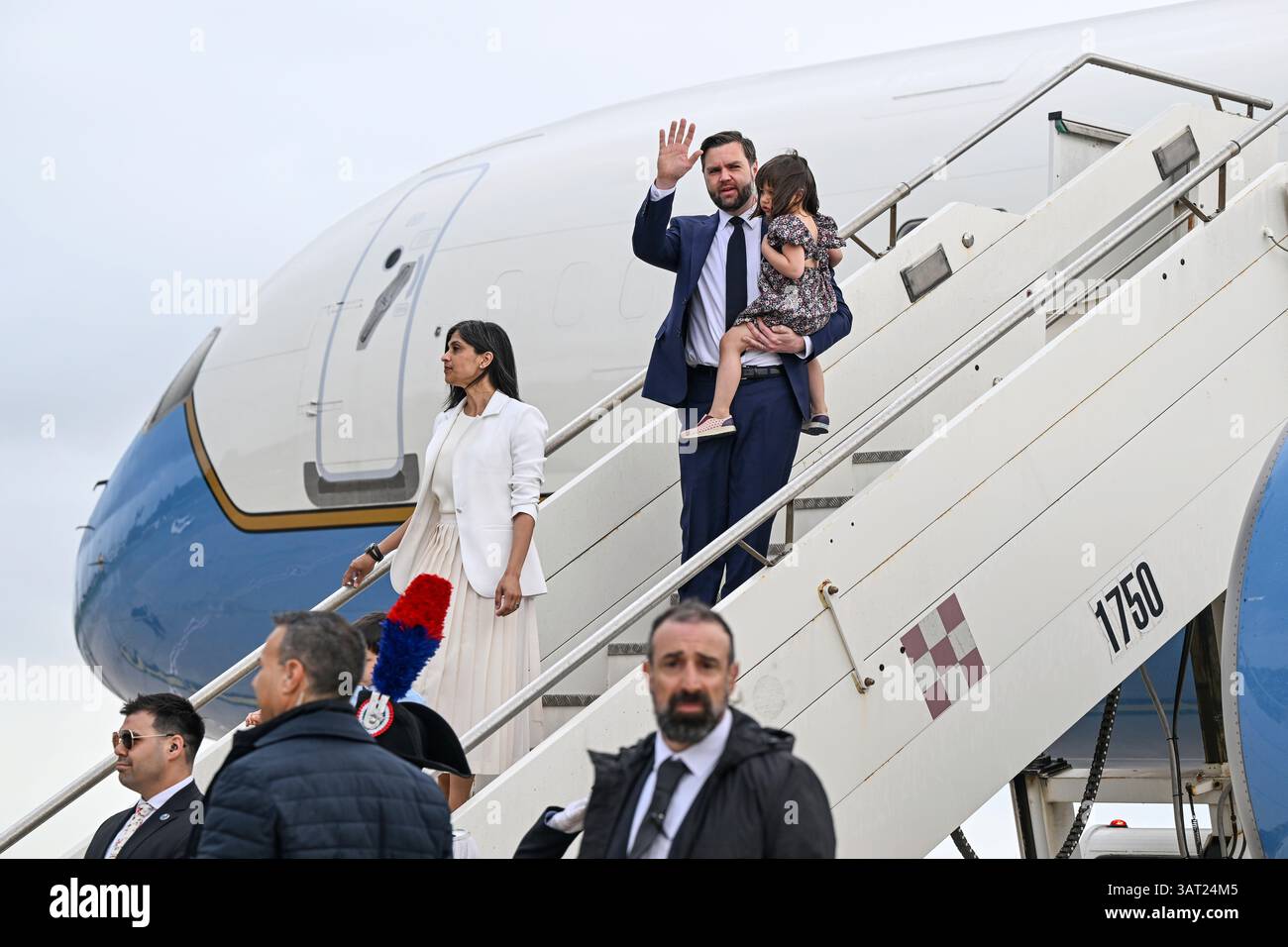 Vice President JD Vance, carrying their daughter Mirabel and Second ...