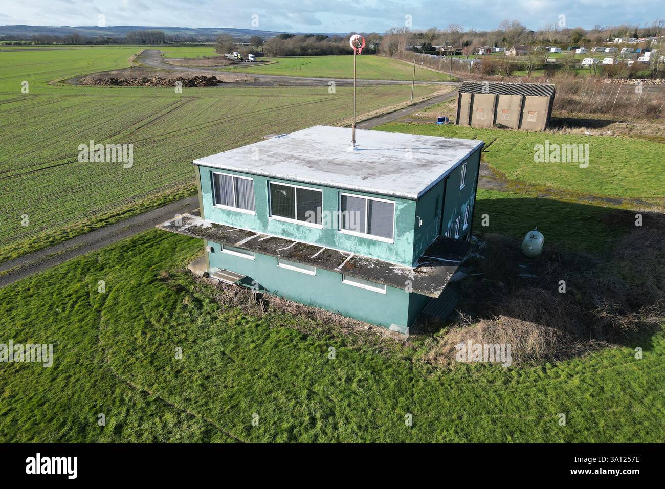 aerial view of RAF Wombleton control tower,WW2 military airfield. RCAF ...
