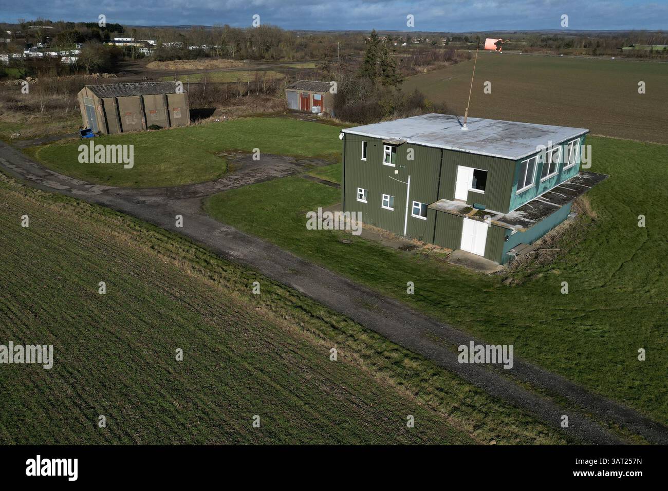 aerial view of RAF Wombleton control tower,WW2 military airfield. RCAF ...