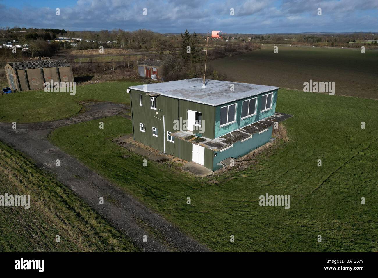 aerial view of RAF Wombleton control tower,WW2 military airfield. RCAF ...