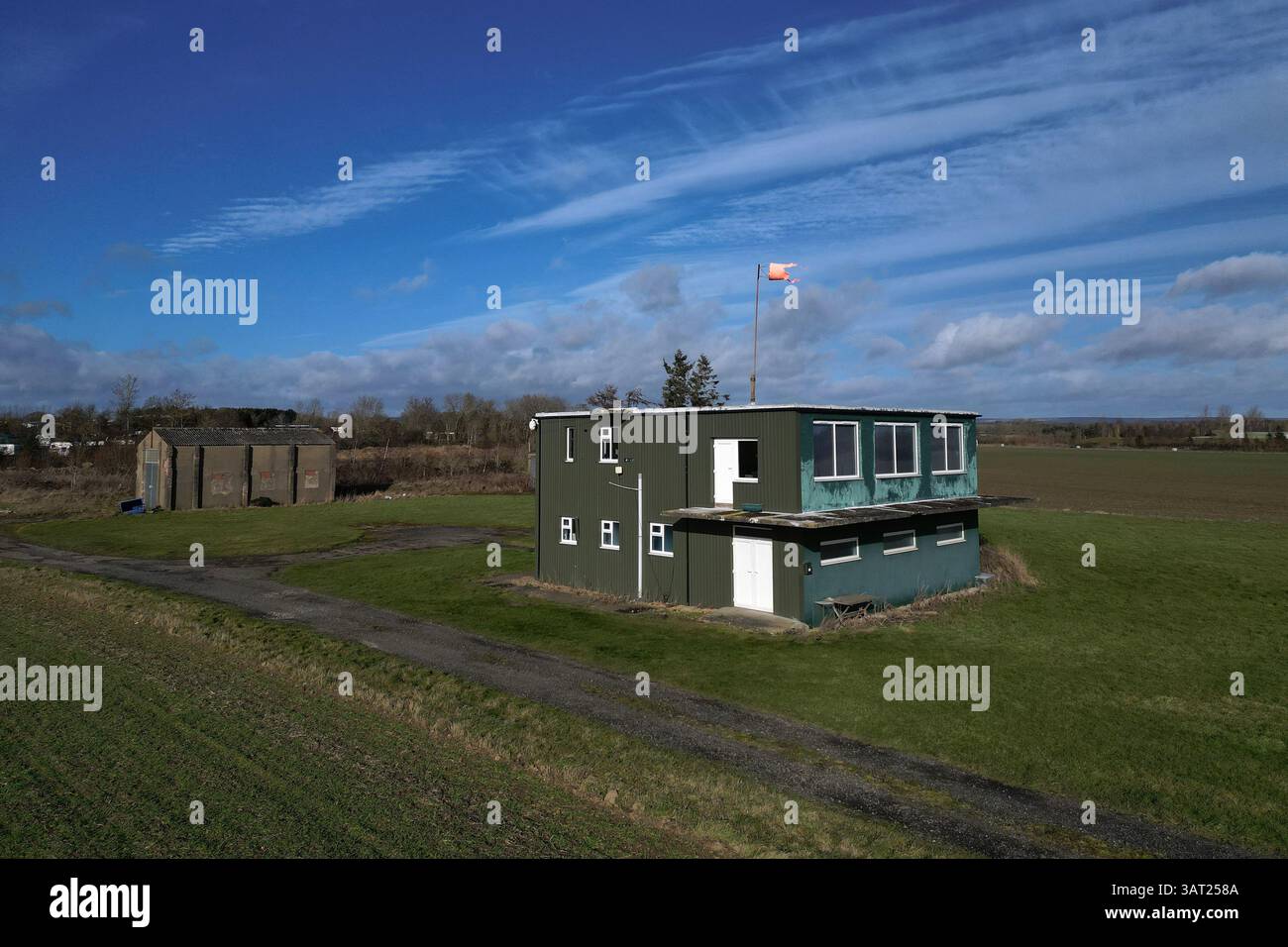 aerial view of RAF Wombleton control tower,WW2 military airfield. RCAF ...