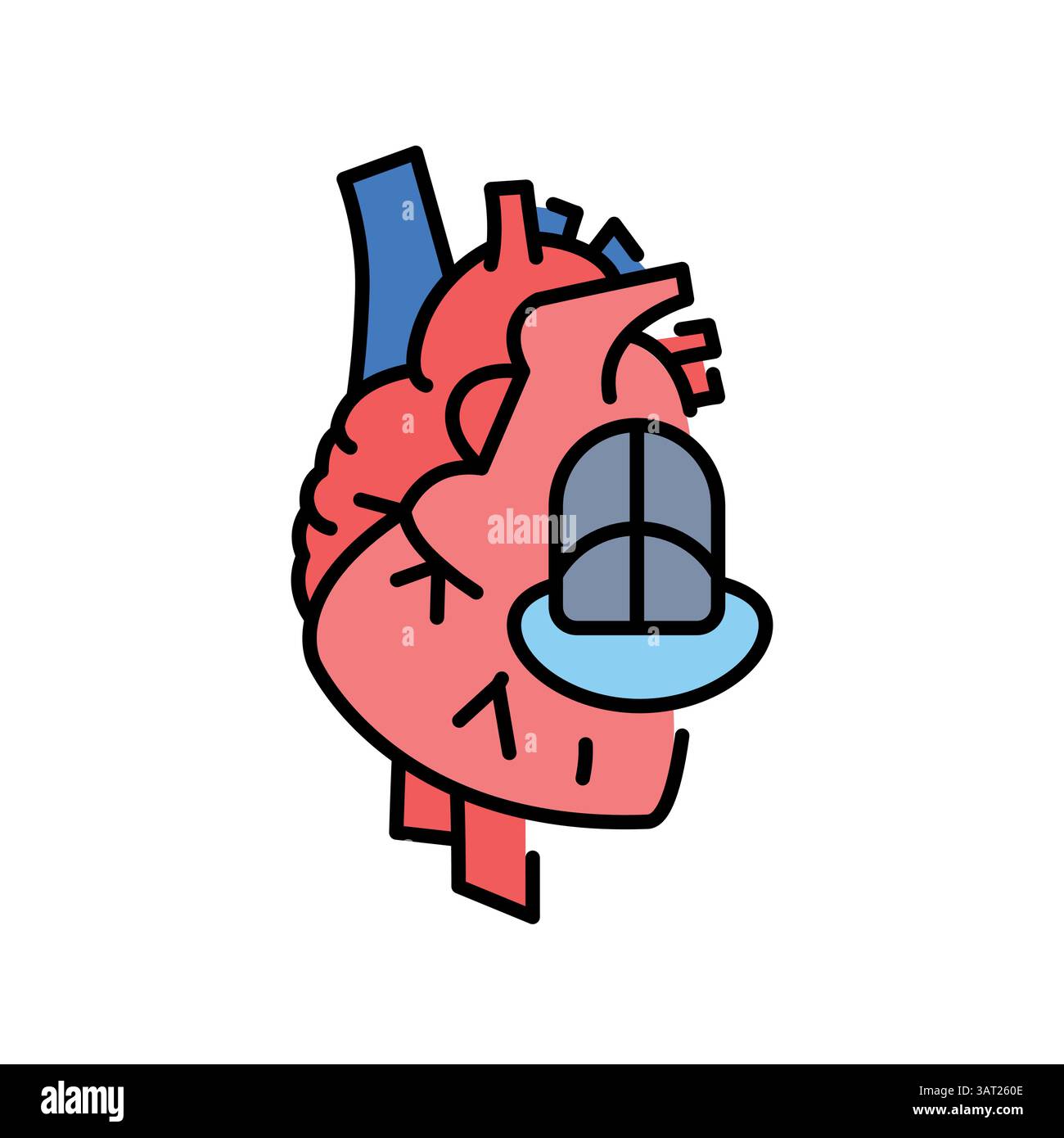 heart implant color flat icon for digital and print projects. Minimal ...