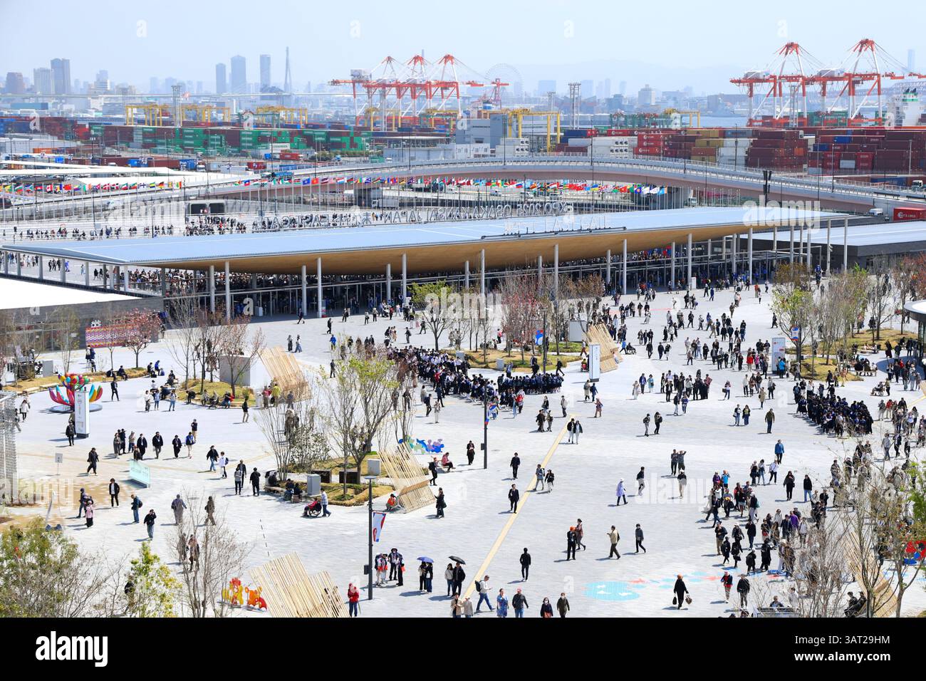A picture shows the East Gate at the Expo 2025 in Osaka, Japan, April ...