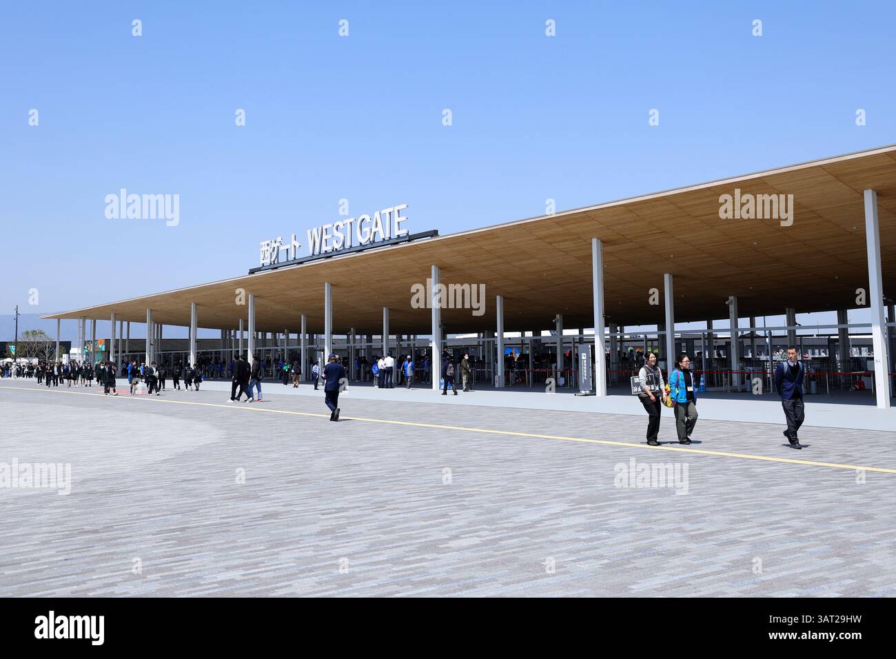 A picture shows the West Gate at the Expo 2025 in Osaka, Japan, April ...