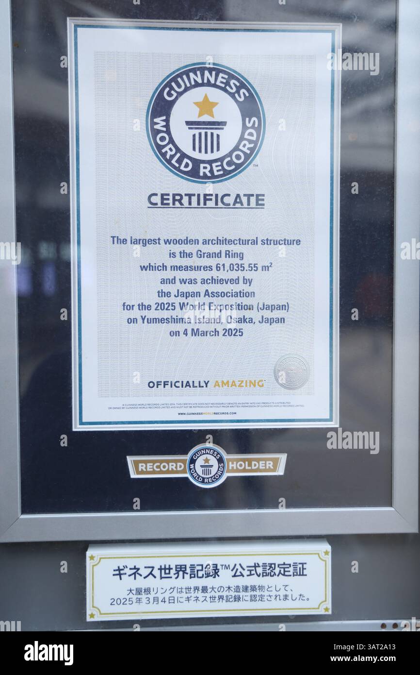The Guinness World Record certificate for the world's largest wooden ...