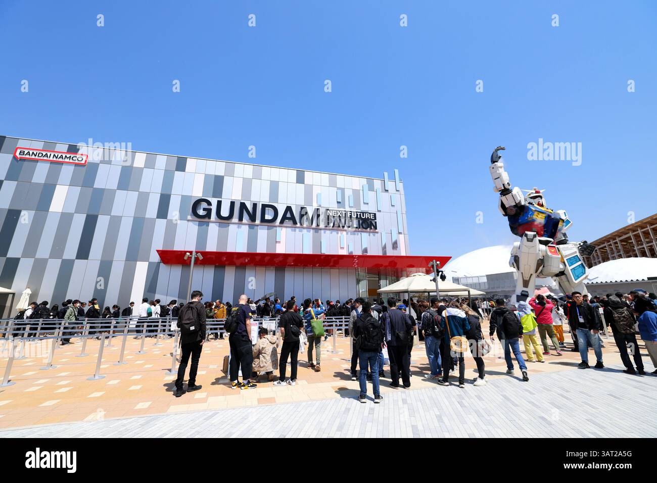 A picture shows the life-sized Gundam statue of the GUNDAM NEXT FUTURE ...