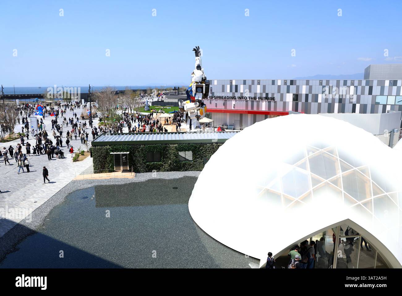 A picture shows the life-sized Gundam statue of the GUNDAM NEXT FUTURE ...