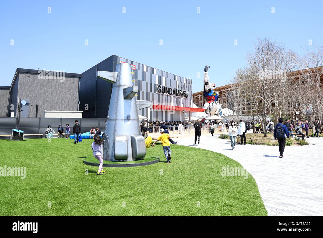 A picture shows the life-sized Gundam statue of the GUNDAM NEXT FUTURE ...