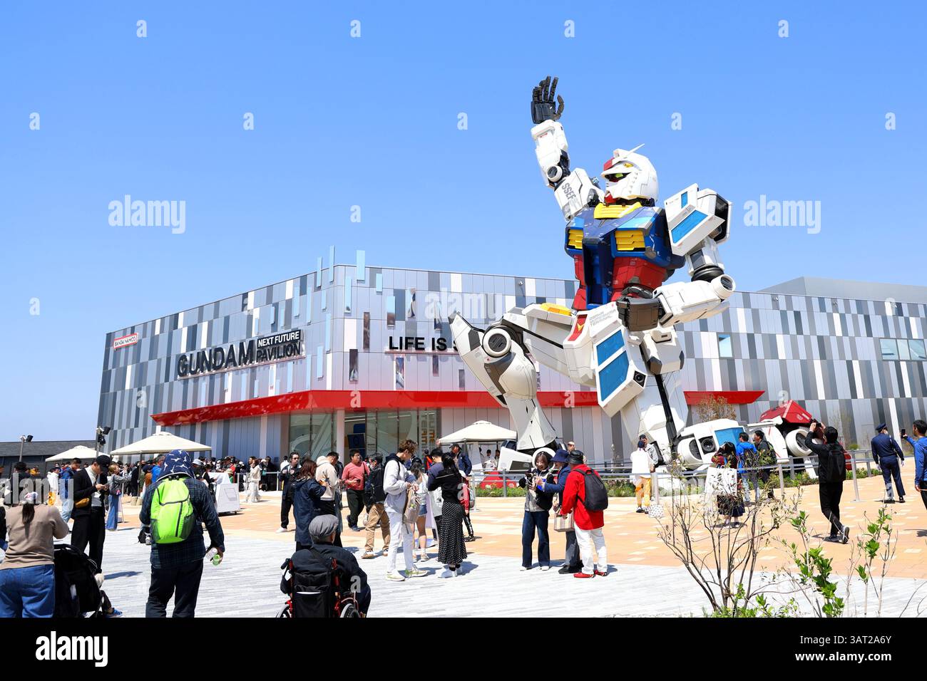 A picture shows the life-sized Gundam statue of the GUNDAM NEXT FUTURE ...