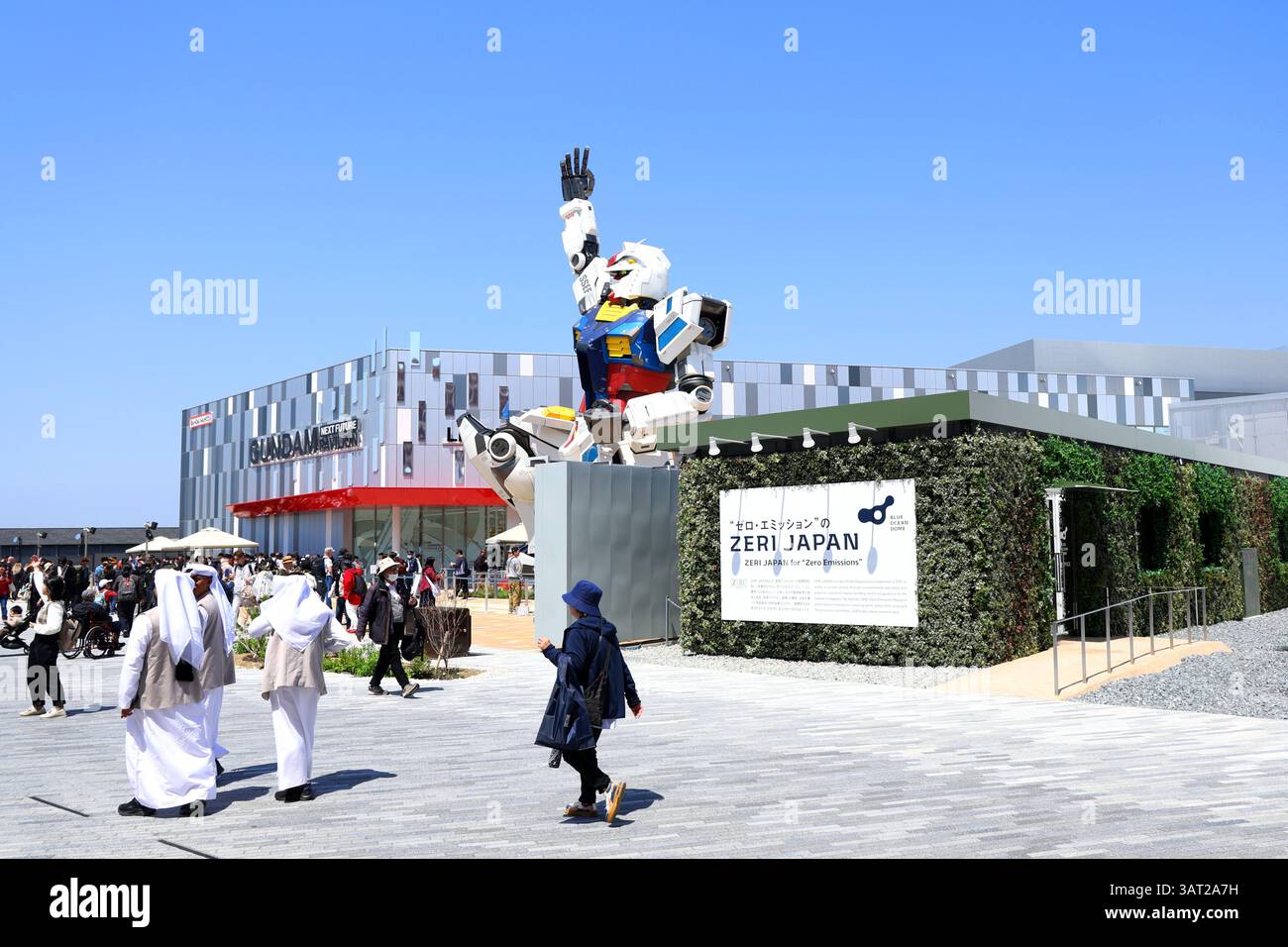 Osaka, Japan. 14th Apr, 2025. A picture shows the life-sized Gundam ...