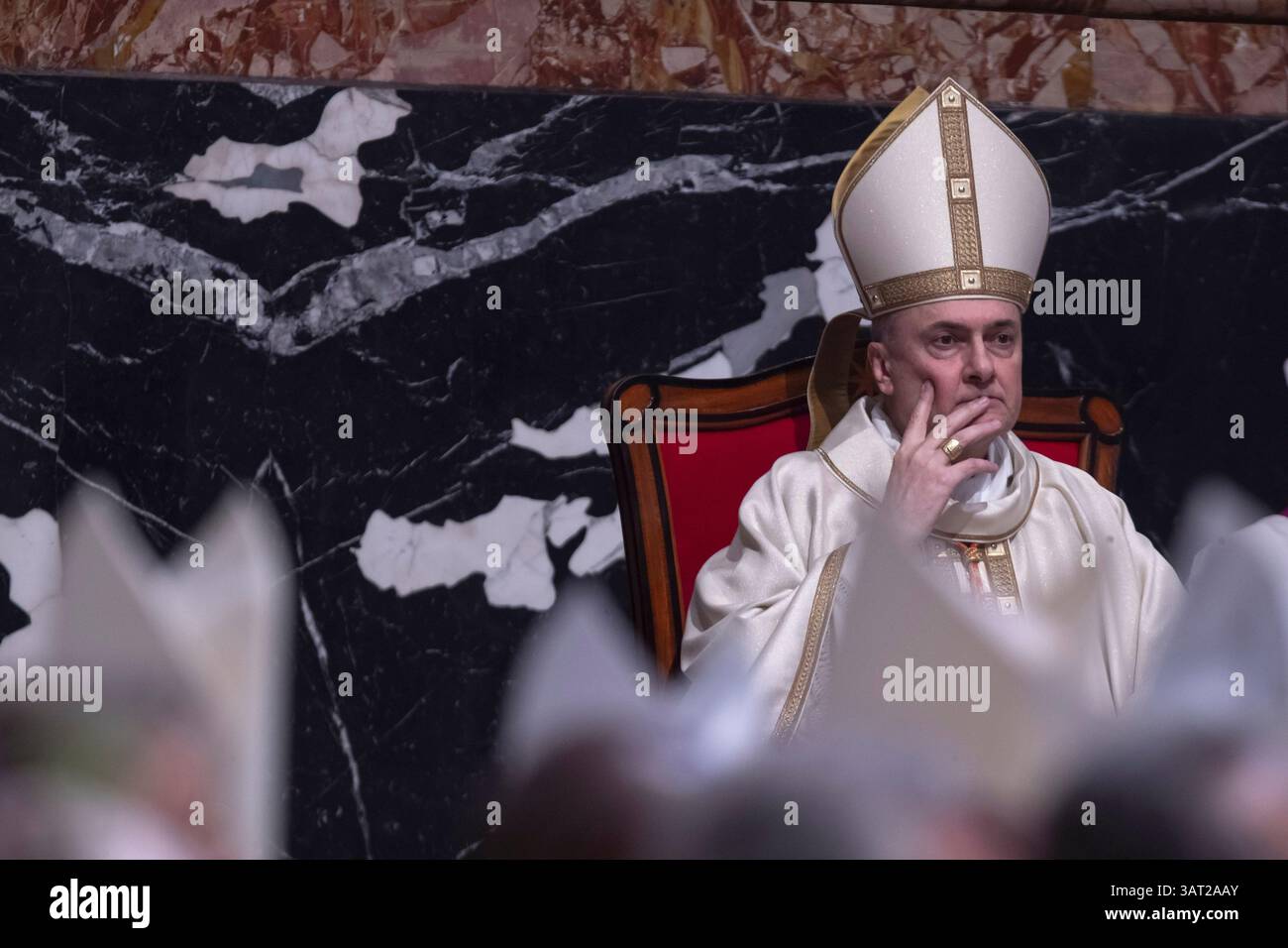 Vatican city, Vatican, 17 April 2025. Cardinal Mauro Gambetti leads a ...