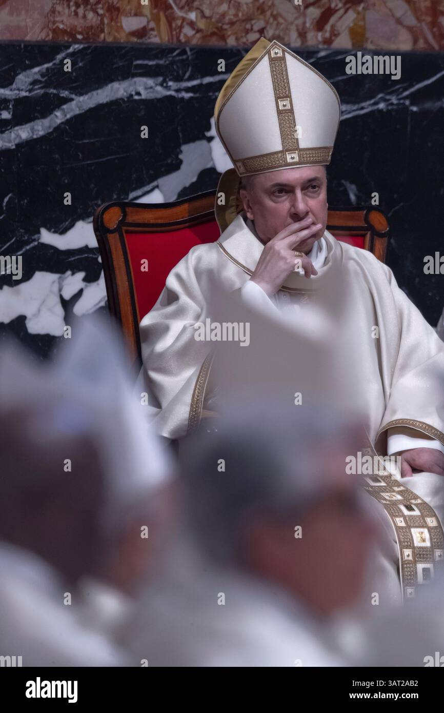 Vatican city, Vatican, 17 April 2025. Cardinal Mauro Gambetti leads a ...
