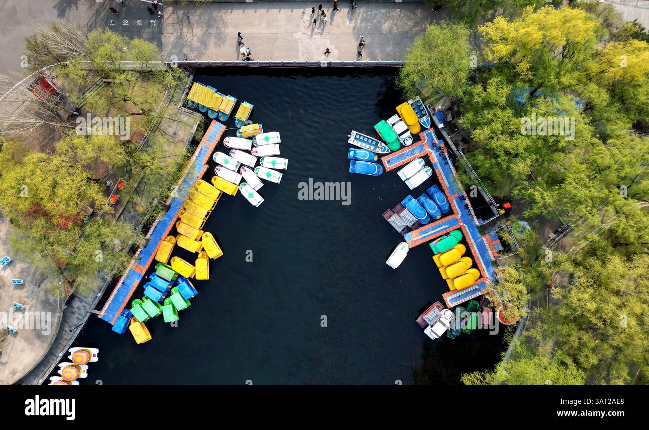 Aerial photo shows the spring scenery of Nanhu Park in Shenyang City ...