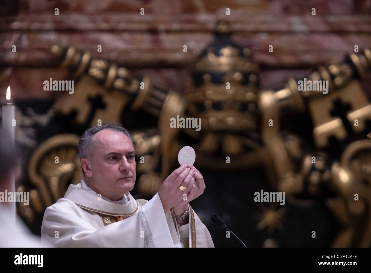 Vatican city, Vatican, 17 April 2025. Cardinal Mauro Gambetti leads a ...