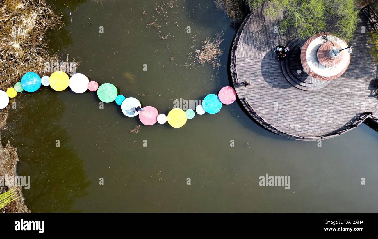 Aerial photo shows the spring scenery of Nanhu Park in Shenyang City ...