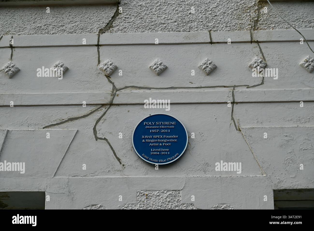 the blue plaque for poly styrene of punk band x-ray spex on the house ...