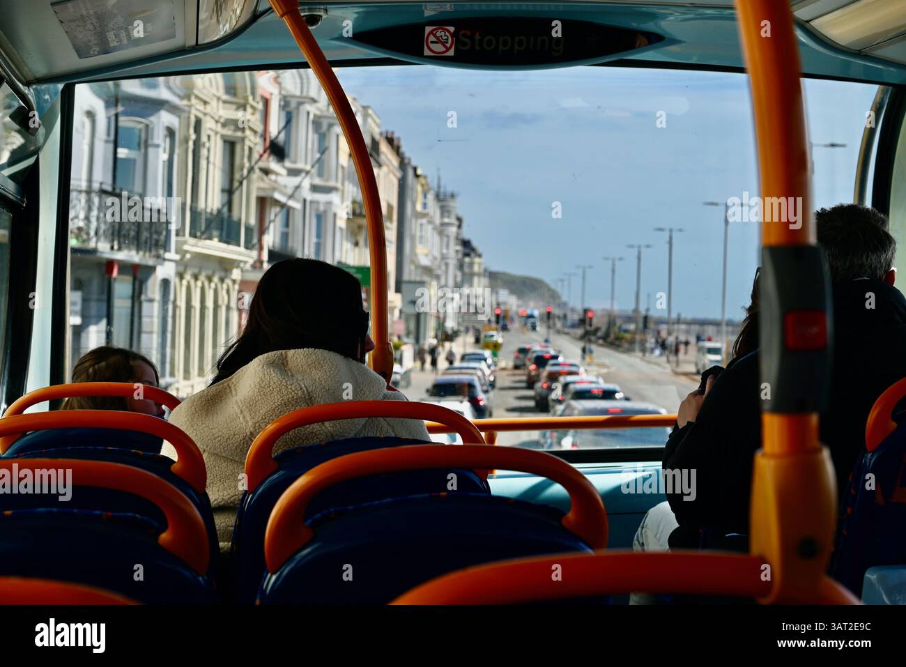 view from inside the 99 bus on st leonards hastings sea front on the ...