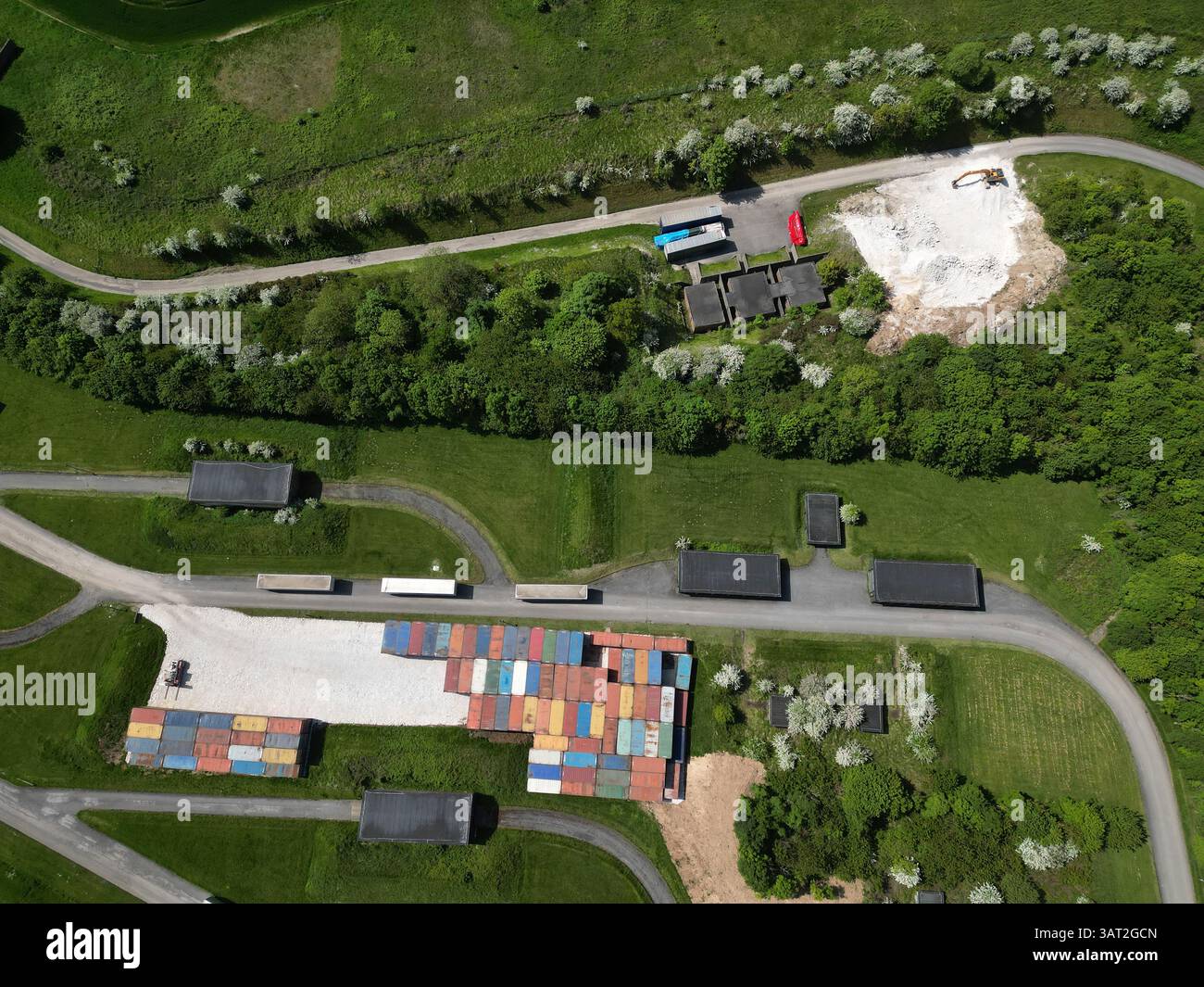 aerial view of Military Architecture, RAF Binbrook WW2 bomb dump and ...
