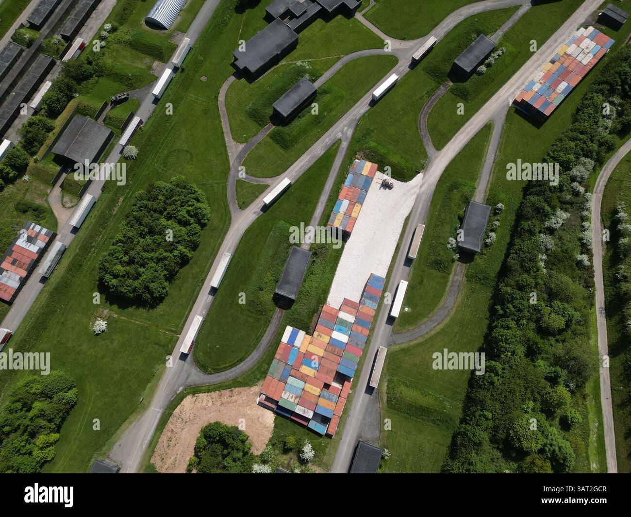 aerial view of Military Architecture, RAF Binbrook WW2 bomb dump and ...