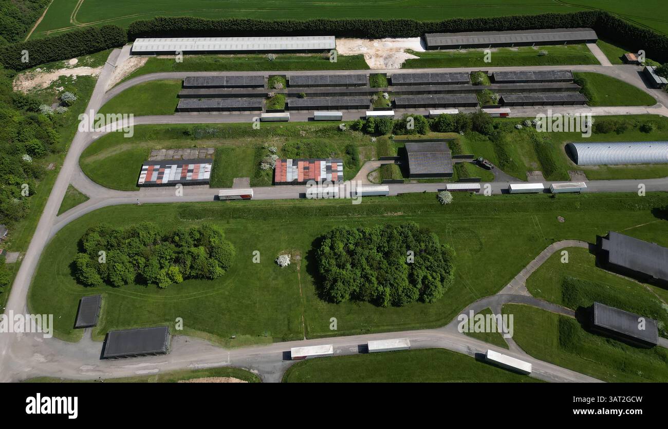 aerial view of Military Architecture, RAF Binbrook WW2 bomb dump and ...