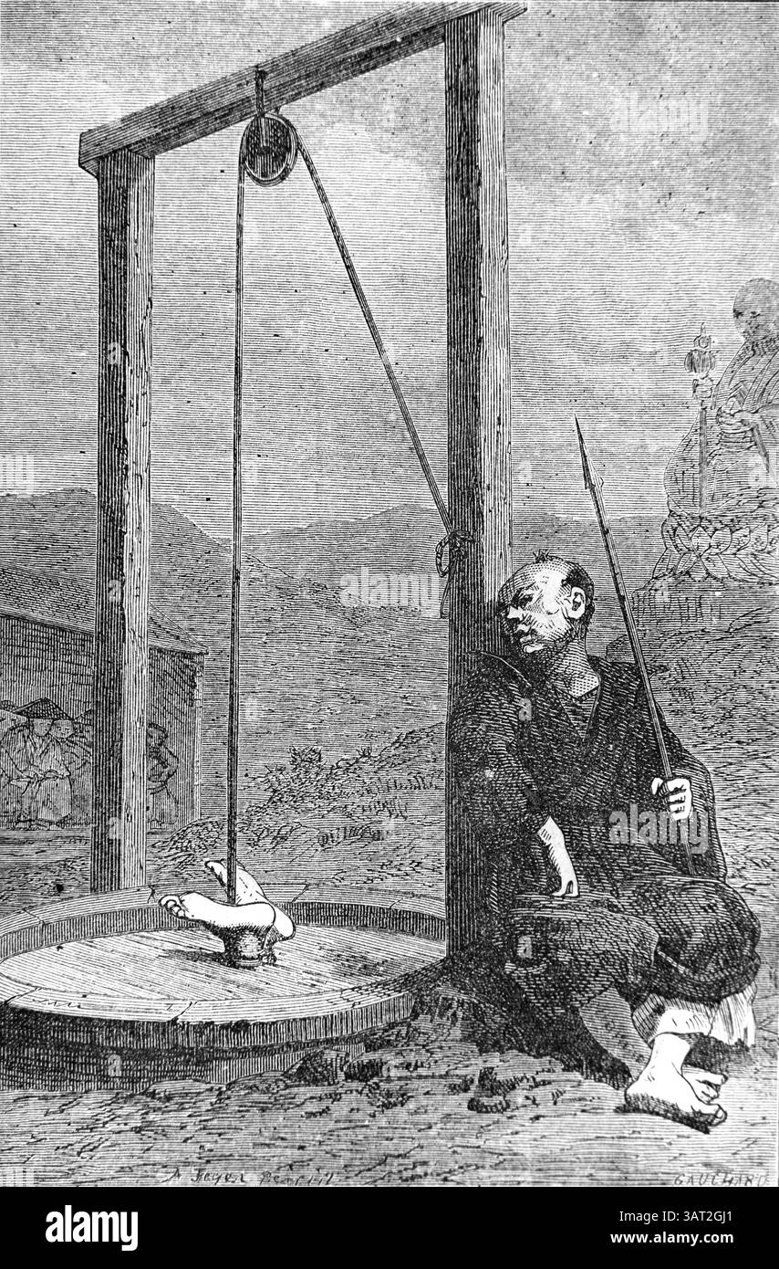 Japanese Supplication or Punishment by Suspending Man or Monk by the ...