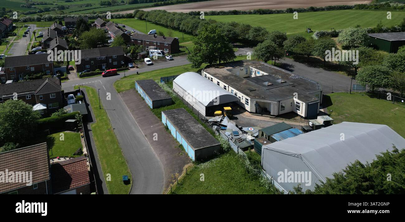 aerial view of WW2 Military Architecture, guardroom Former RAF Binbrook ...
