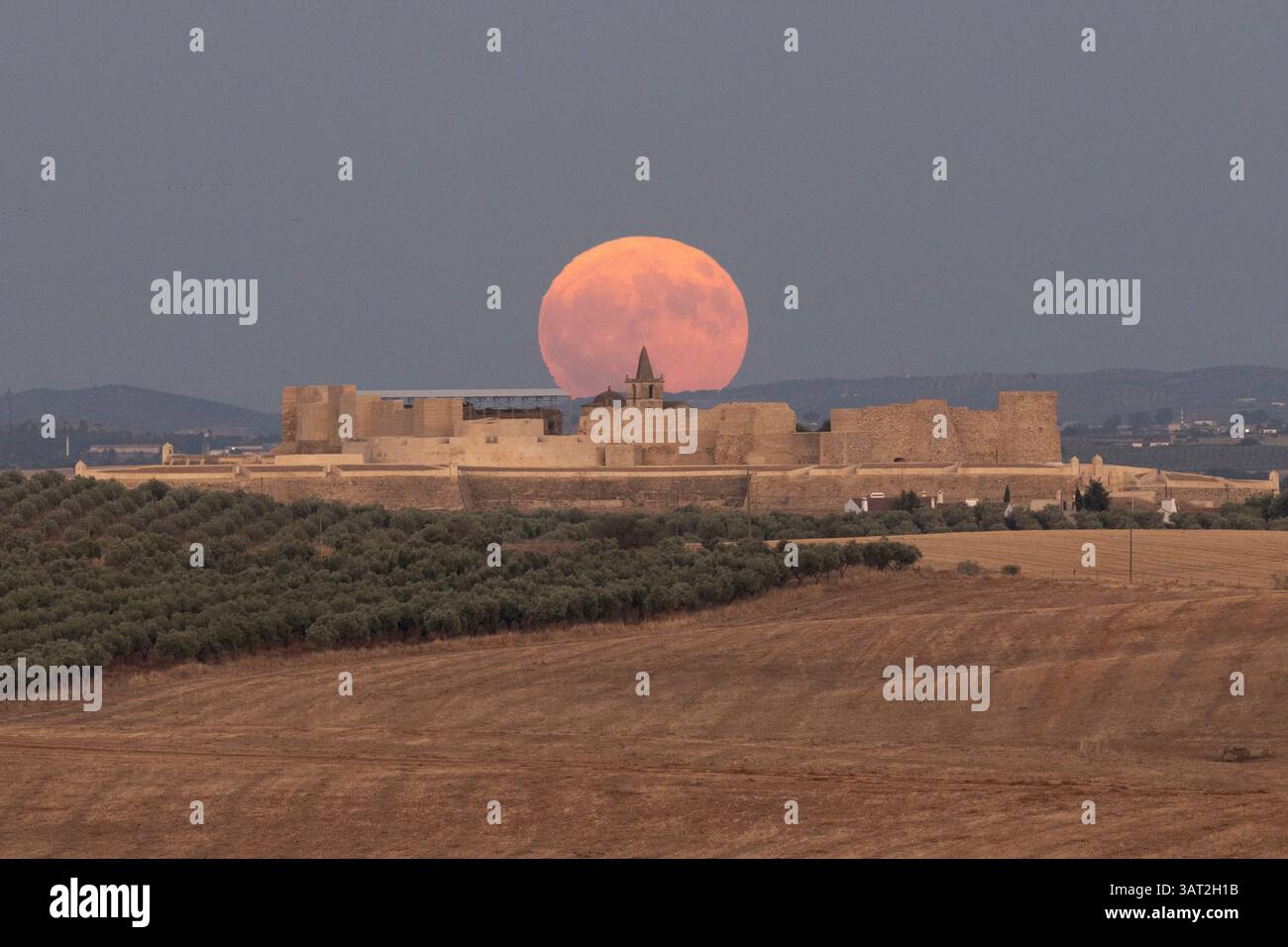 incredible moon in the fortress castle Stock Photo - Alamy