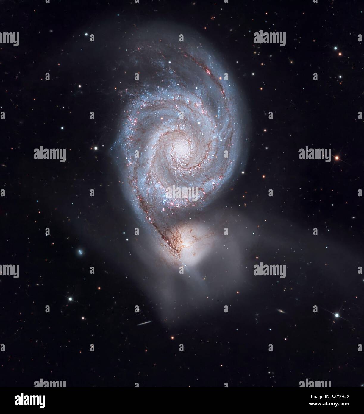 Whirpool galaxy (Messier 51A) and the interacting galaxy NGC5195 in ...