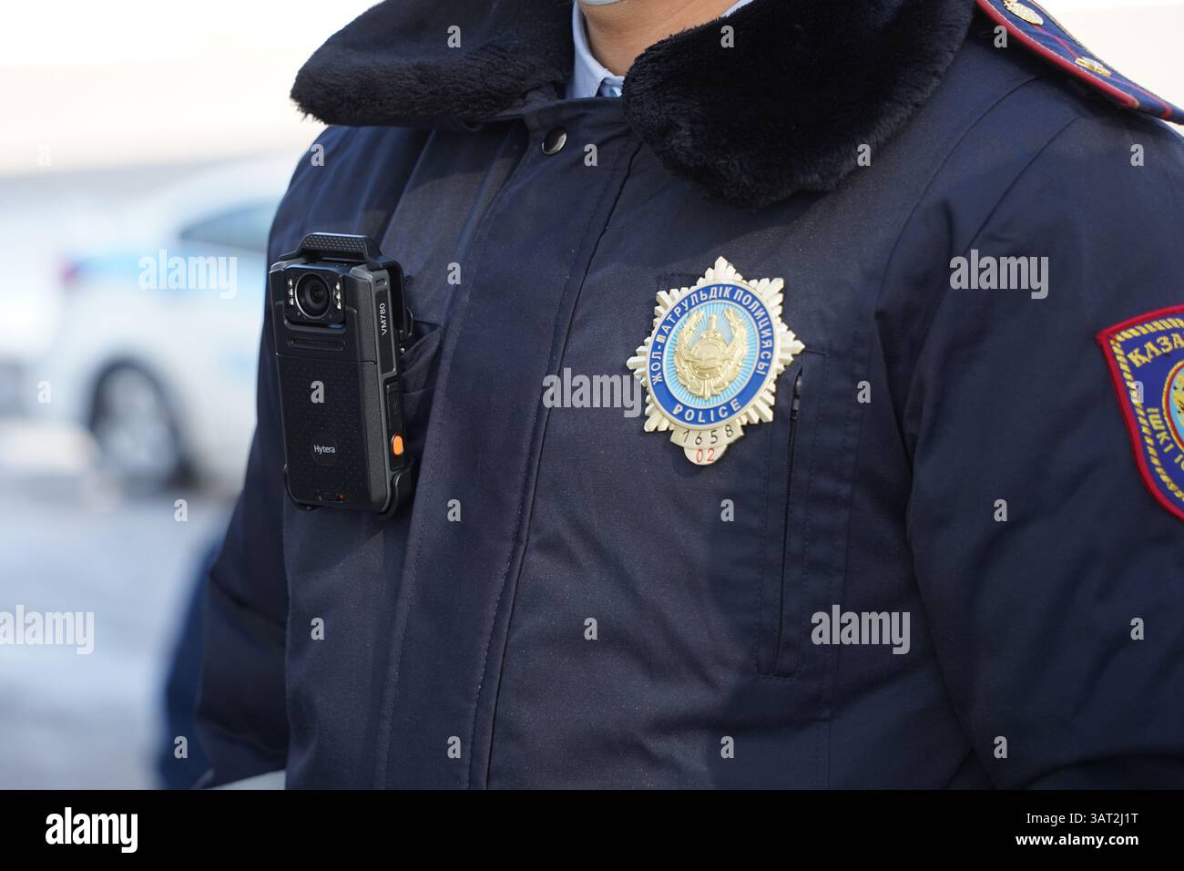 Uniform of patrol police officers with video cameras Stock Photo - Alamy