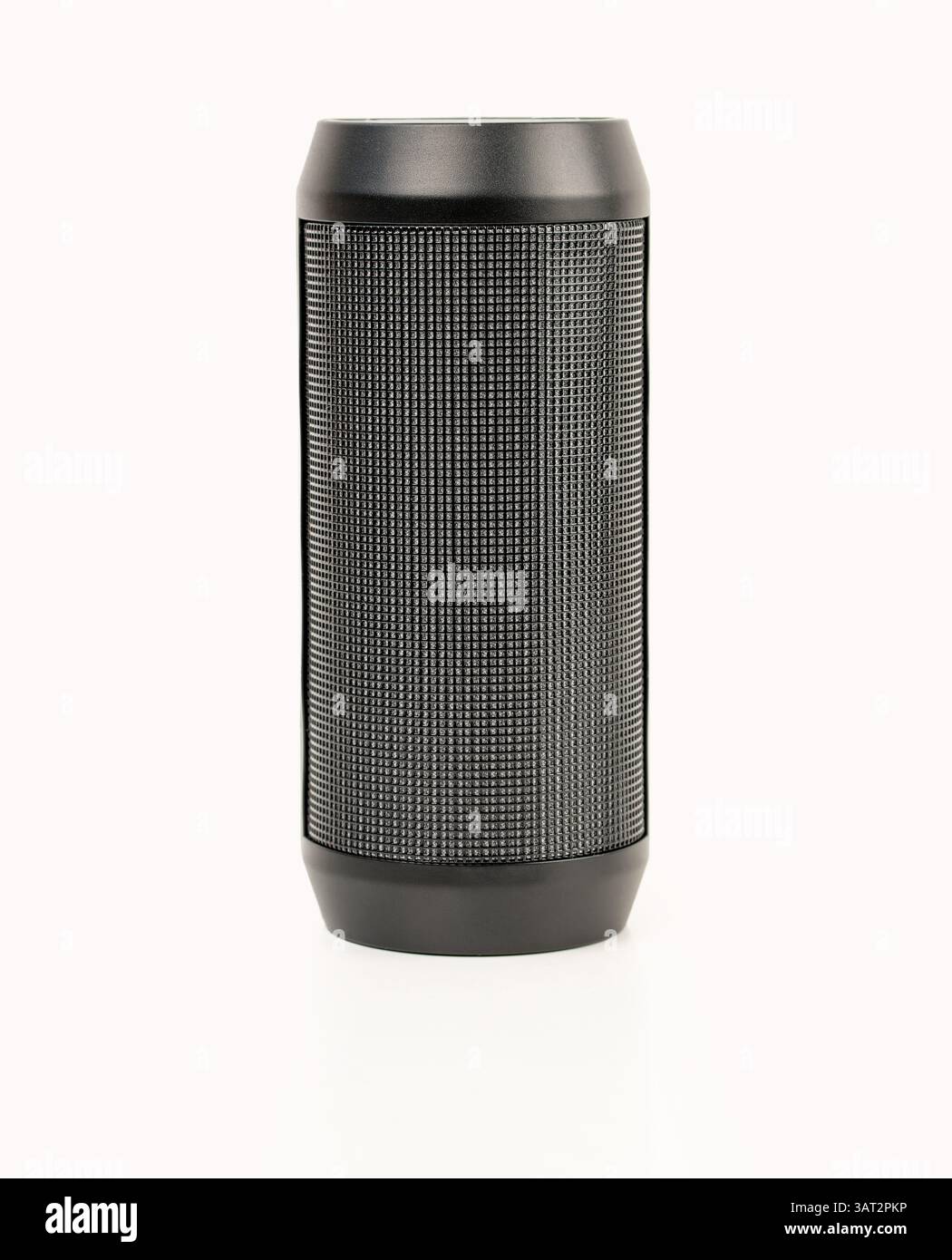 Black portable wireless speaker isolated on white background. Mobile ...