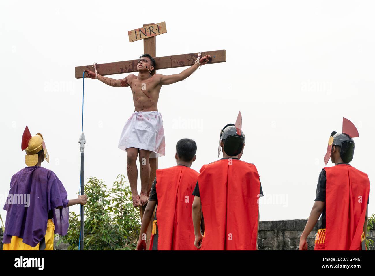 Badung, Indonesia. 18th Apr, 2025. Scenes depicting the crucifixion of ...