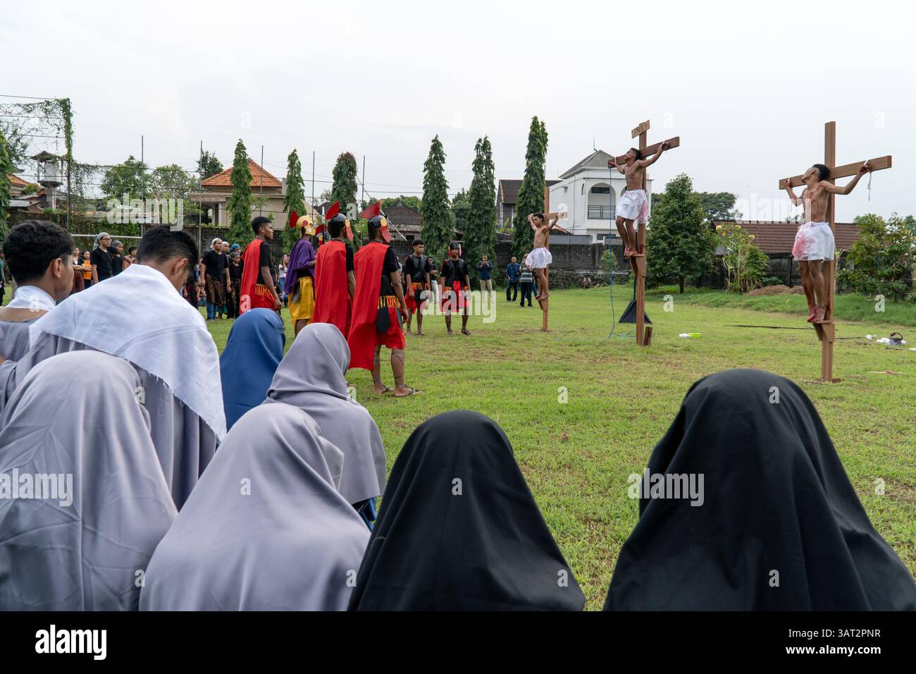 Badung, Indonesia. 18th Apr, 2025. Scenes depicting the crucifixion of ...