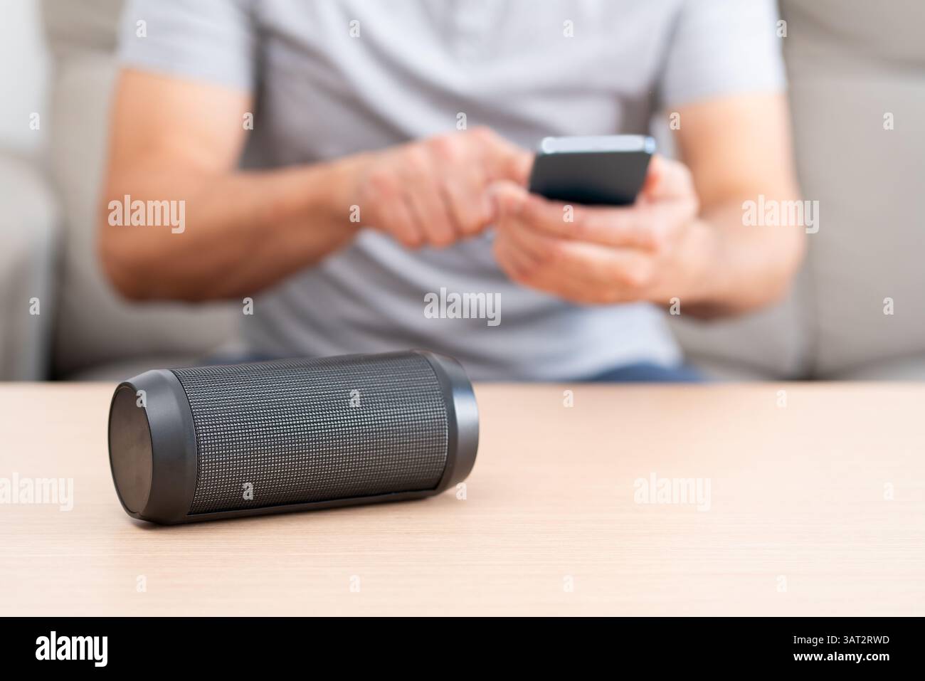 Hispanic man scrolling smartphone hand hi-res stock photography and images - Alamy