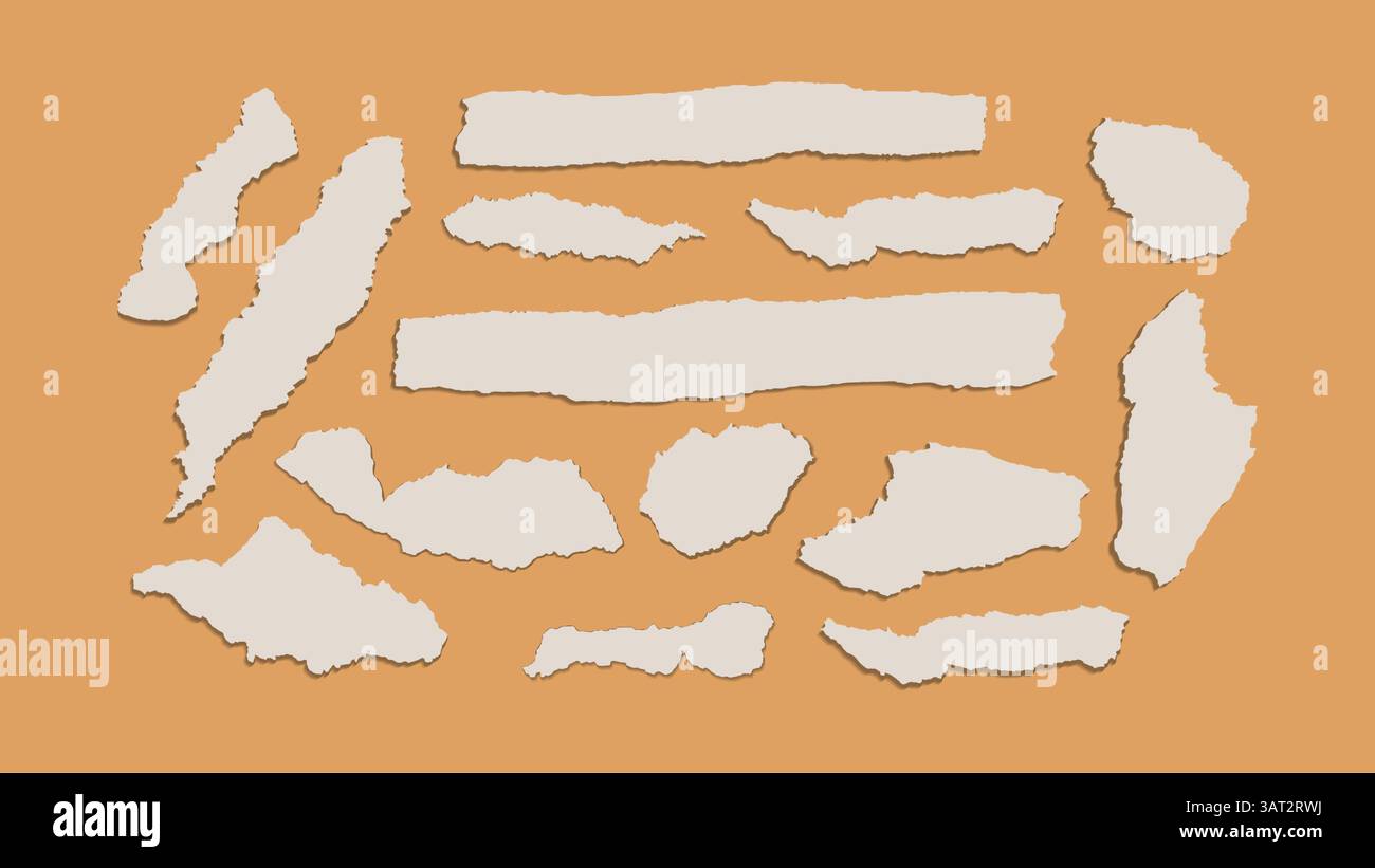 Realistic Torn or Ripped Paper Strip Set with Grunge Edges. Vector ...