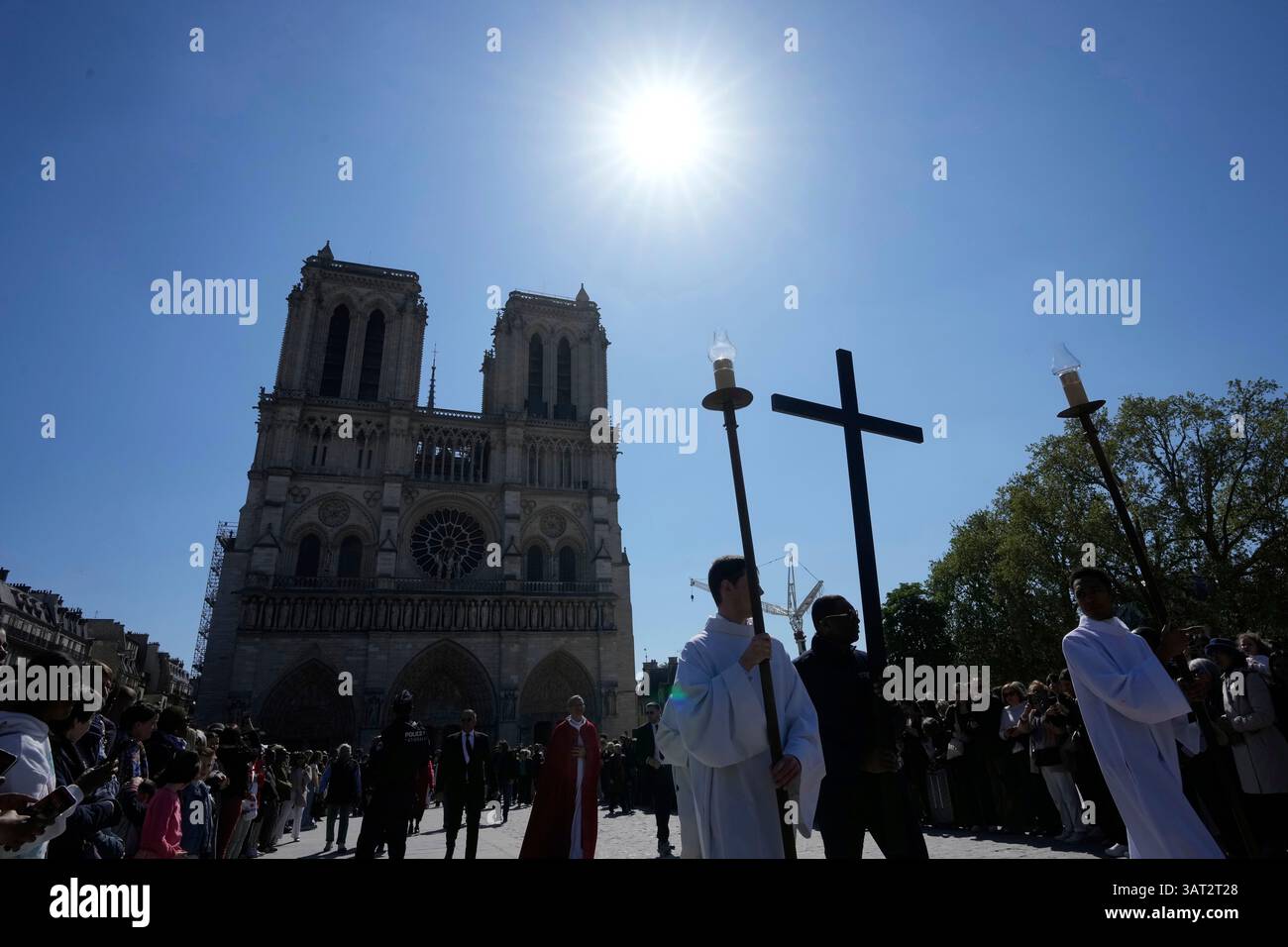 Clergymen lead the Way of Cross ceremony to mark Good Friday at Notre ...