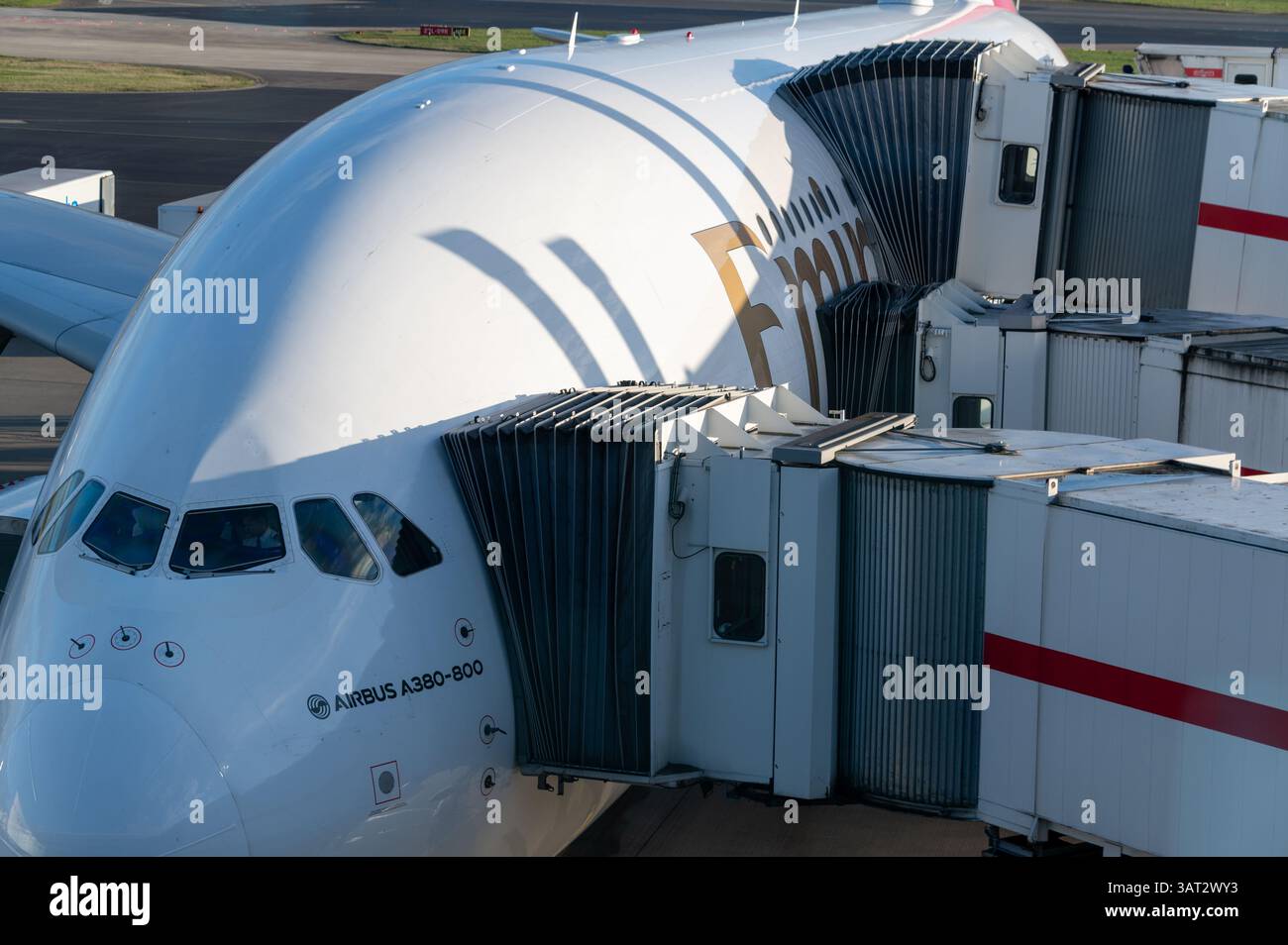 An Emirates 380 Airbus flown in from Dubai in the UAE to London ...
