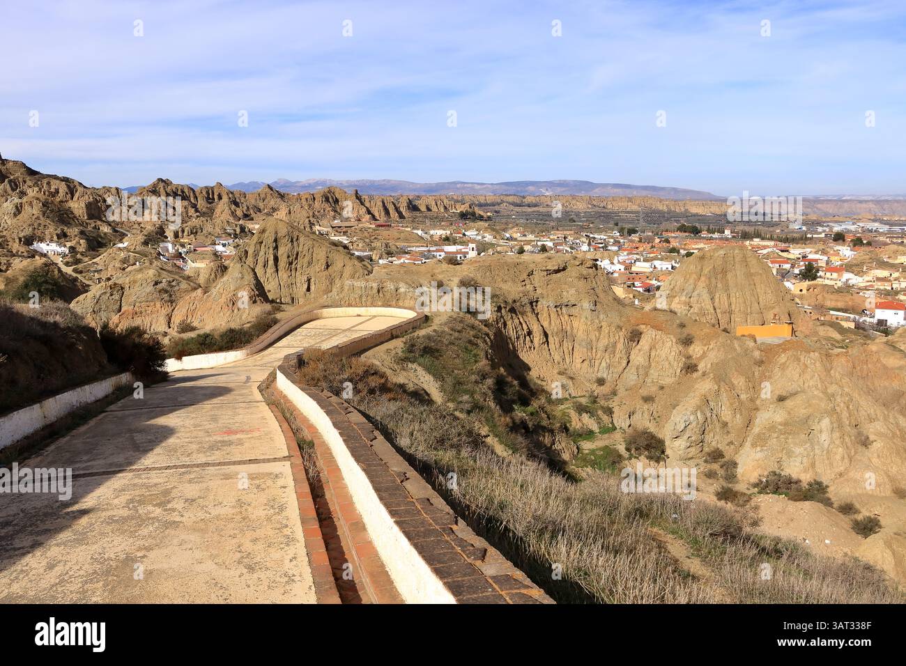 Aerial view of the Barrio de Cuevas in Guadix, cave-houses in Andalucia ...
