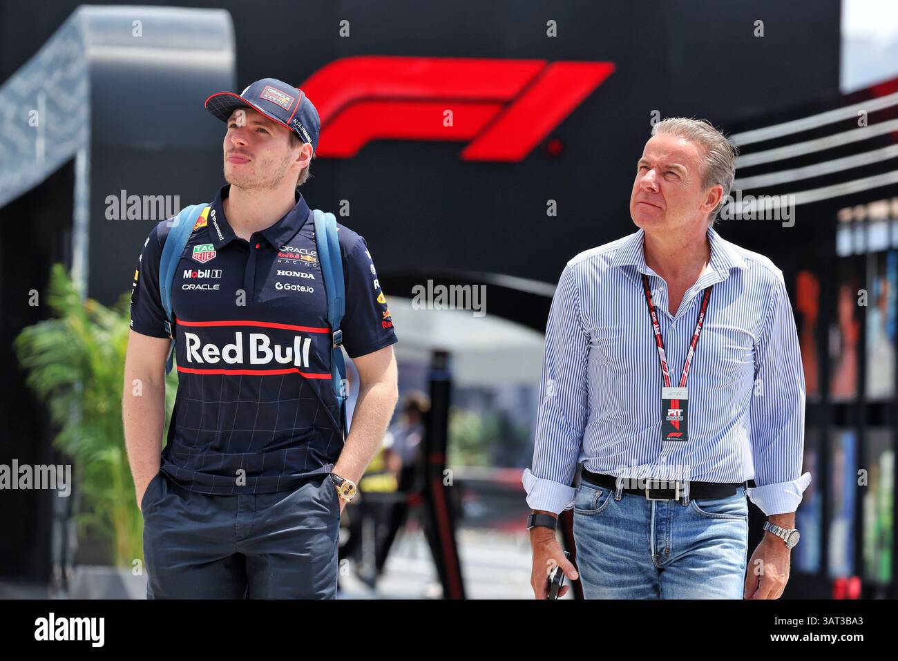 Jeddah, Saudi Arabia. 18th Apr, 2025. (L to R): Max Verstappen (NLD ...