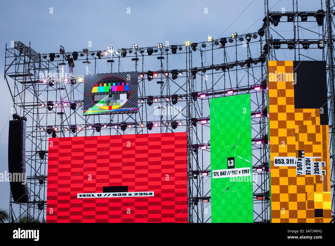 led screen installation and calibration for event stage setup, panel ...