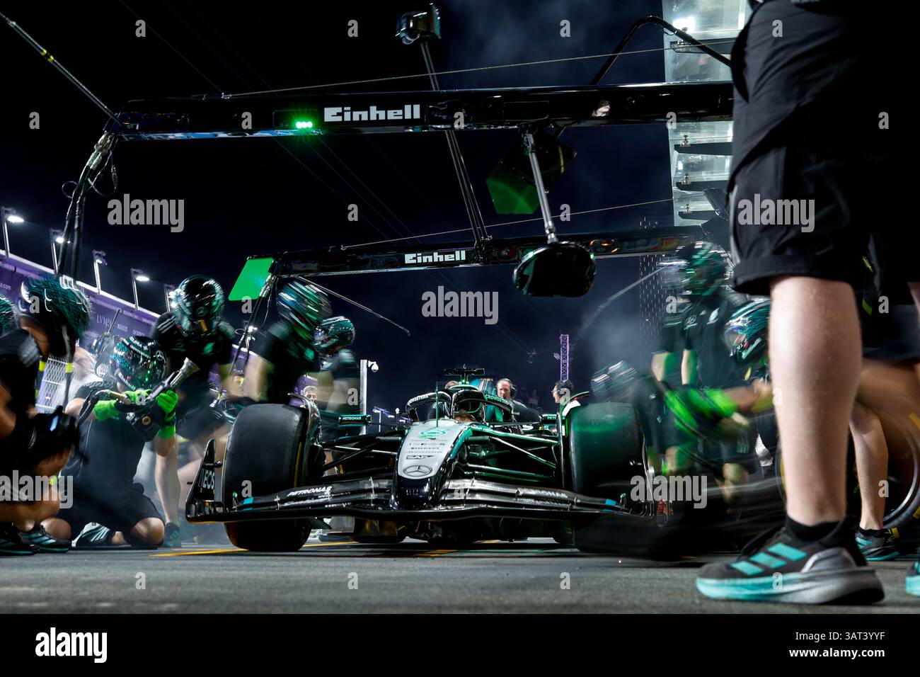 Mercedes AMG F1 Team, pitstop practice during the Formula 1 STC Saudi Arabian Grand Prix 2025 ...
