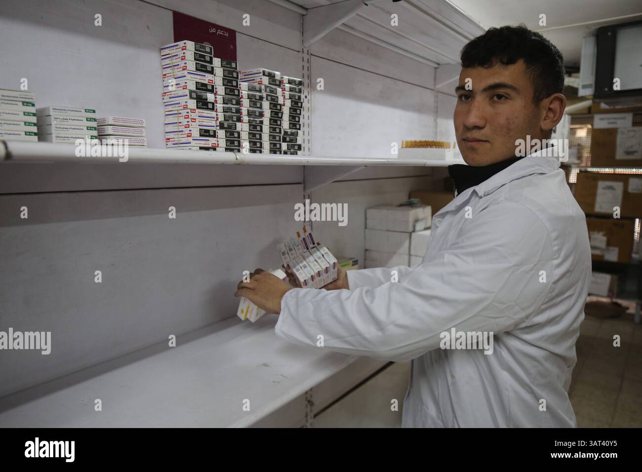 A view of the medicine storage facilities of the Palestinian Ministry ...