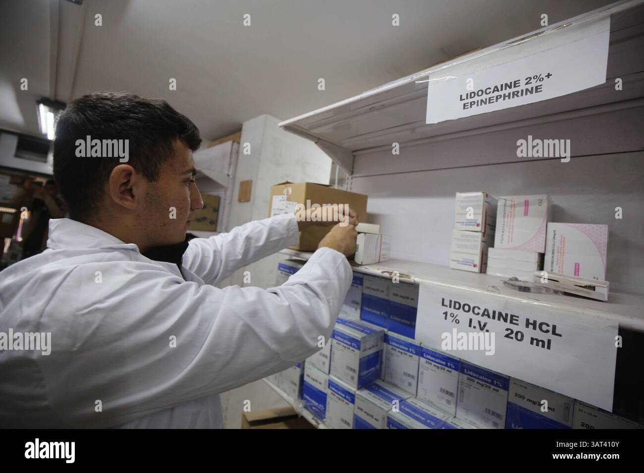 A view of the medicine storage facilities of the Palestinian Ministry ...