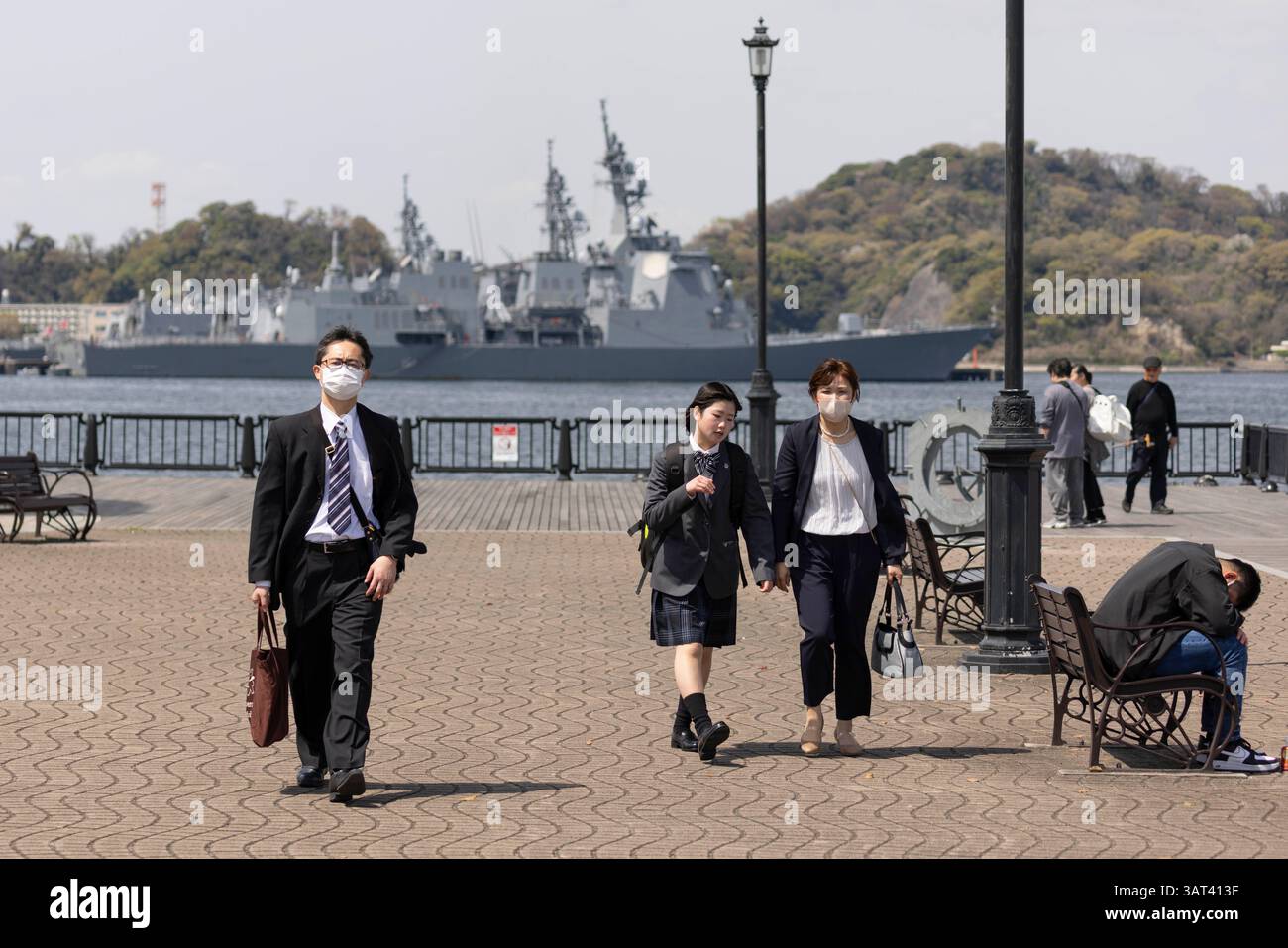 Promenade seen next to the Japan Maritime Self-Defense Force naval base ...