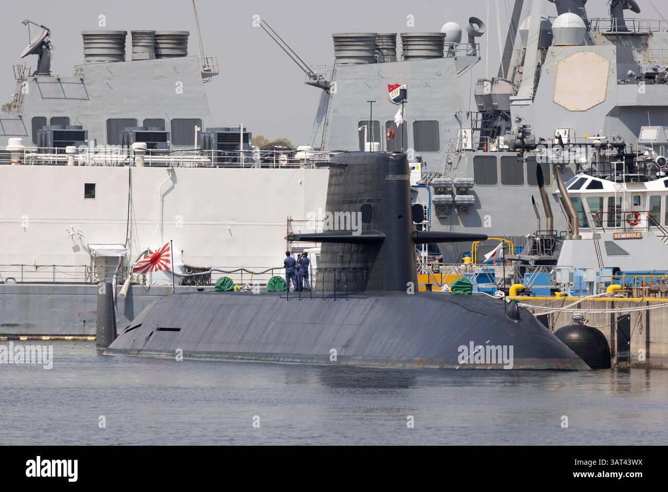 Submarine seen inside the Japan Maritime Self-Defense Force naval base ...