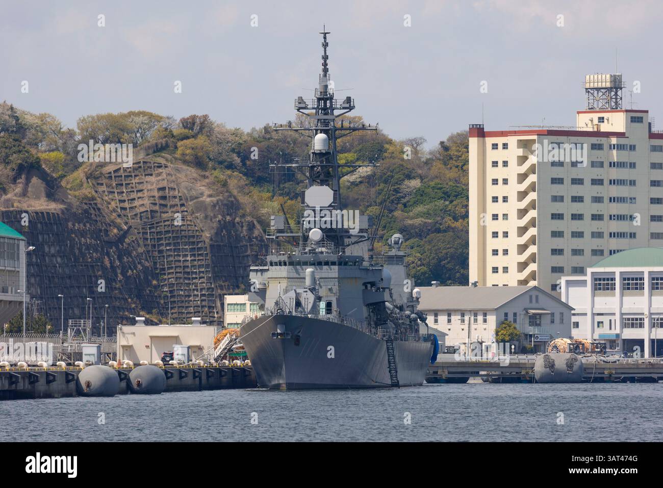 Japanese war ship seen inside the Japan Maritime Self-Defense Force ...