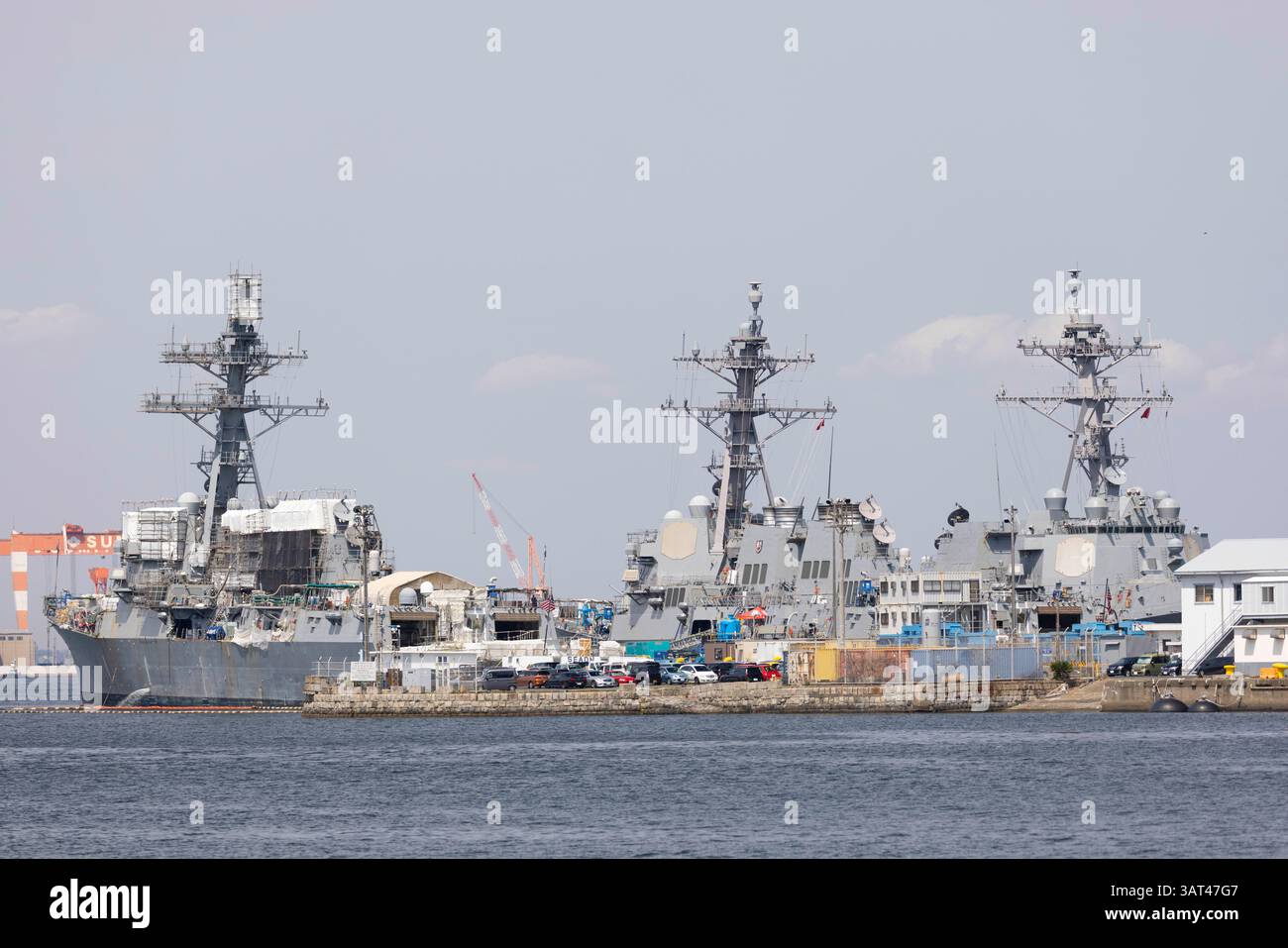 Ships of the US Navy seen at the Naval Base. The naval base is a major ...