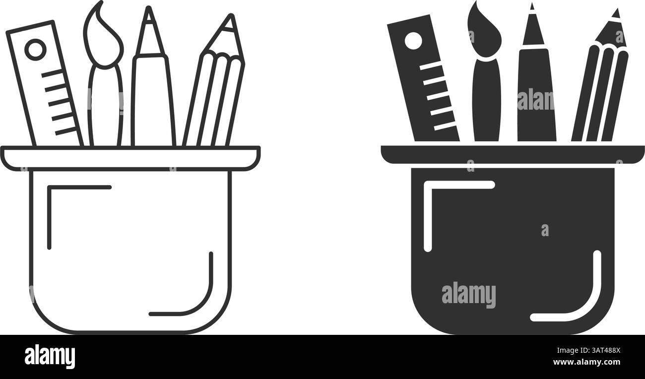 Stationery icon in flat style. Office supplies vector illustration on ...