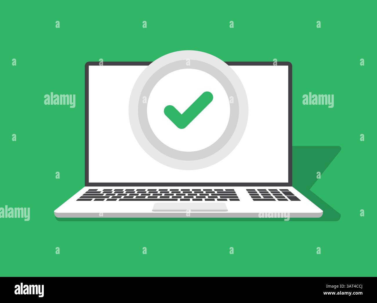 Laptop notification icon in flat style. Computer vector illustration on isolated background ...