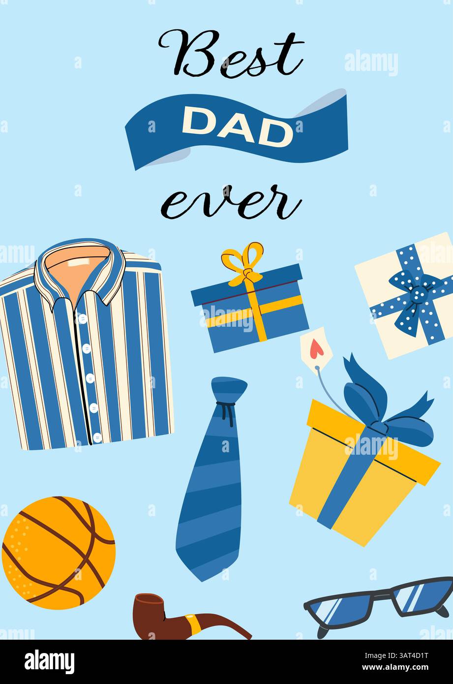 Father's day card design with gifts and accessories - best dad ever ...
