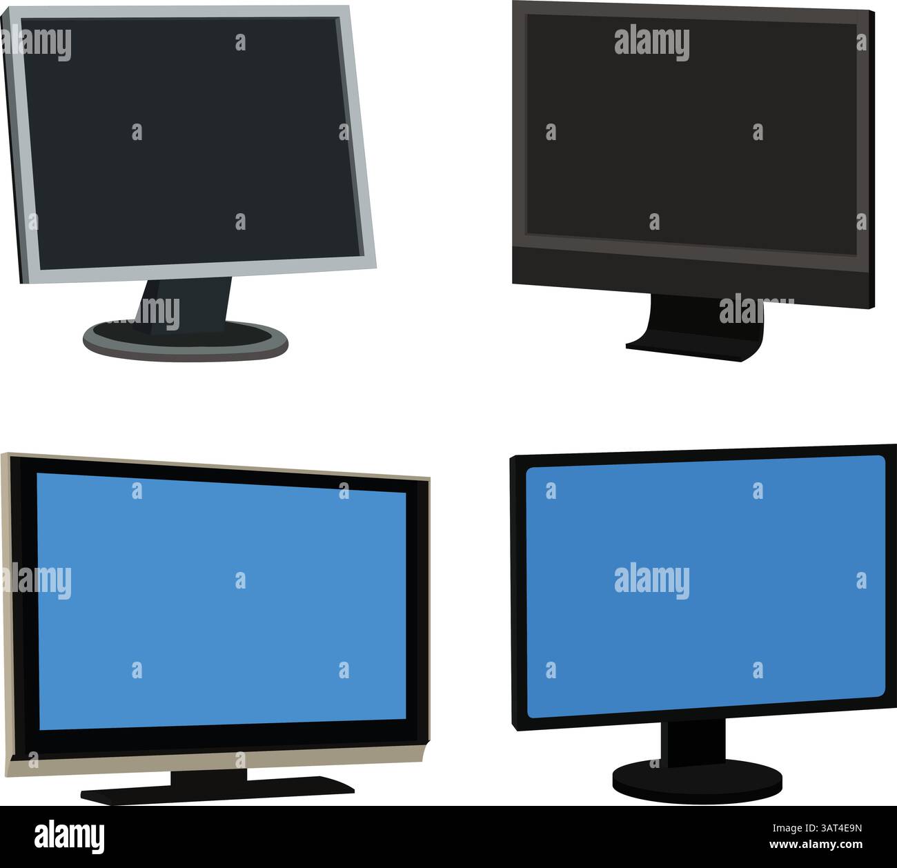Collection Of Lcd Monitor Computer Monitor Set Vector Illustration